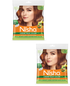 Nisha Creme Hair Color Pouch 40 gm ,Golden Brown (Pack OF 2) , Golden ...