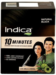 Indica Powder Hair Color with Multi Herbs - 40gm , Natural Black ...