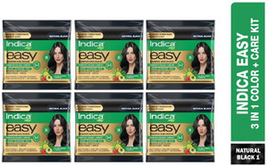 Indica Easy Shampoo Hair Colour 3 in 1 Color + Care Kit - 6 x 33.5 ml ...