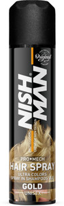 Nishman Instant Hair Color Spray - Gold Spray In Shampoo Out Ammonia ...