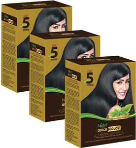 Nisha Quick Hair Color Each Pack 60gm (Pack of 3),Natural BLACK ...