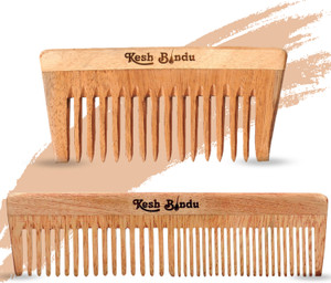 KeshBindu Neem Wood Combs 100% Handmade, Anti- Dandruff C2 & C4 Comb ...