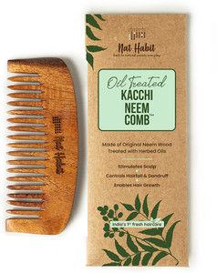 Nat Habit Kacchi Neem Wooden Bounce Comb For Voluminous Hair - Soaked ...