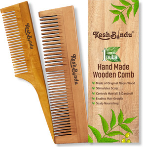 KeshBindu Neem Wood Combs 100% Handmade, Anti- Dandruff C3 & C4 Comb ...