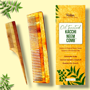 HALDER Neem Wood Tail Comb Kanghi - Reduce Hair Fall and Dandruff, Pack ...