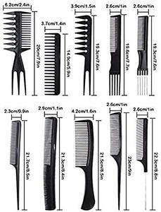 hipbrat Salon Kit Combs Cumb Come Hair Comp - Combo Set of 10; Black ...