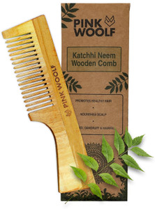 Pink Wolf Neem Wooden Comb for Women | Dry Fitzy Hair Styling Comb with ...