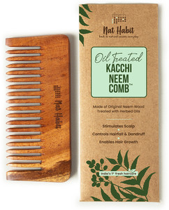Nat Habit Oil Soaked Shampoo Neem Wooden Comb For Detangling (Small ...