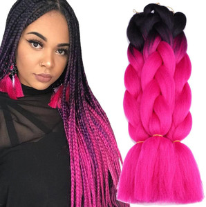 Crazy Hair Attachment Synthetic Extension Box Braids 24Inch Dark-Pink ...