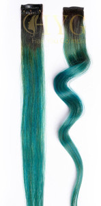 Hair You Go Turquoise Green Streaks Human Extension Streaks Pack of 2 ...