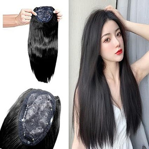 Blushia 3 Clip Topper Front and Scalp Cover Up extensions Black Hair ...