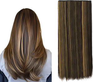 Blushia Synthetic Highlight Hole Extensions 5 Clips Based 24 inch Hair ...