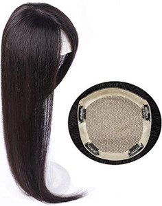 Neitsi Silk Base Clip-in Human Topper for Thinning : 18" Off Black ...