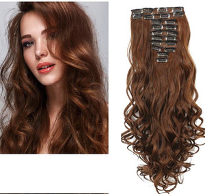 Abrish Stylish silky soft girls curly brown hair extension ( Pack of 6 ...