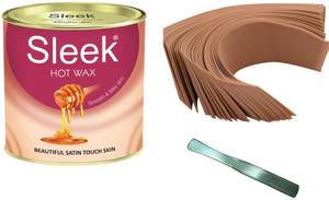 Sleek Hot Wax 600 gm, Waxing Strips (70 Pieces,110 GSM) and 1 Waxing ...