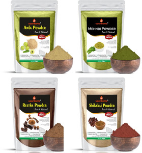 voorkoms Shikakai, Reetha, Amla & Mehndi Powder For Hair Coloring ...