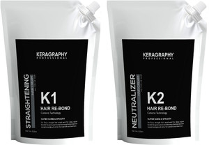 KERAGRAPHY K1 and K2 HAIR RE-BOND Moisturizing & Straightening Hair kit ...