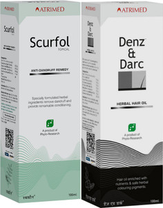Atrimed Denz & Darc Hair Oil and Scurfol Anti-Dandruff Topical Pack of ...