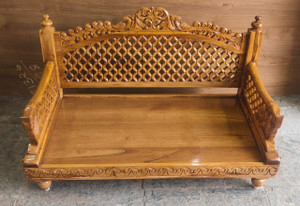 ZULA GHAR Teak wood 4 Feet Carving Fixed back swing Wooden Large Swing ...