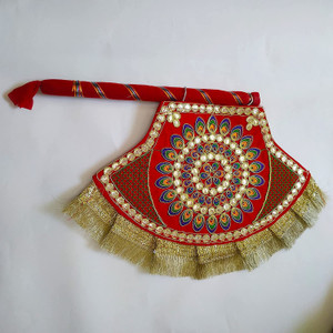 The Krishna Poojan Vatika Self Design Red Hand Fan Price in India - Buy ...