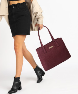 Buy Caprese Women Purple Satchel Burgundy Online @ Best Price in India ...