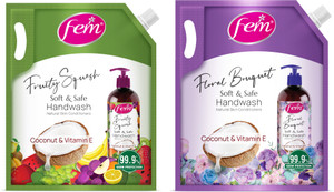 Fem Floral Bouquet + Fruity Squash Liquid Handwash - Pack of 2 | With ...