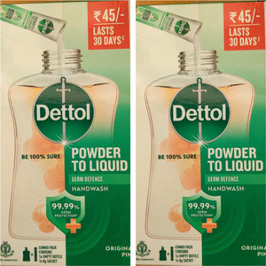 Dettol Powder to Liquid - 8gm Refill + Pump x 2 Hand Wash Pump + Refill ...