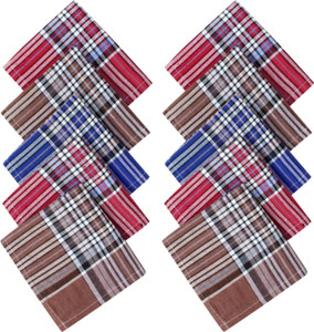 SHANK 100% Cotton Premium Collection Dark Hanky For Men Striped 22x22 ...