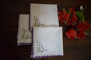 Hand Embroidered Cotton Kercheifs with beautiful scallop work ["Purple ...