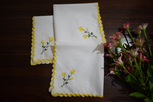 Paul's Fabrics Hand Embroidered Cotton Kercheifs with beautiful scallop ...