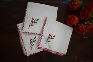 Paul's Fabrics Hand Embroidered Cotton Kercheifs with beautiful scallop ...