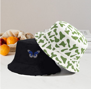 EDIKO Women Cow Butterfly Embroidered foldable cotton Reversible bucket ...