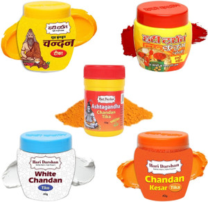 Hari Darshan Chandan Tika Combo - Kumkum, Kesar, Roli, White ...