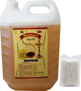 WQT Mustard Pooja oil With Diya Batti 5000 ML For Hawan, Diya Pooja ...