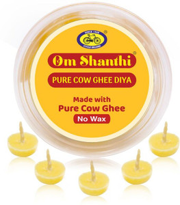 Cycle Om Shanthi Wax Free Pure Cow Ghee Diya For Puja & Special ...