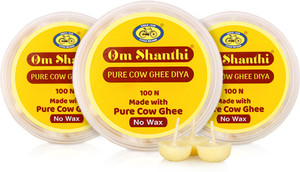 Cycle Om Shanthi Wax Free Pure Cow Ghee Diya (Pack of 3, 100 Diyas Per ...