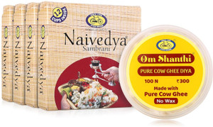 Cycle Pure Naivedya Sambrani Cups Pack of 4 + Om Shanthi Cow Ghee Diya ...