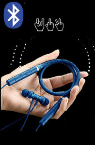 HUTUVI Neckband bluetooth excellent voice wireless (blue) with mic ...