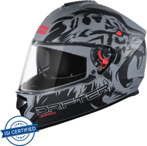 STUDDS Drifter D2 Full Face Helmet with Clear Visor (Matt Grey N9, XL ...