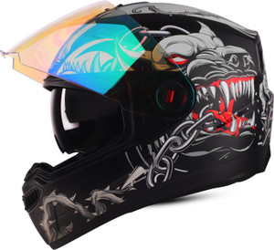 Steelbird SBA-1 Angry Dog ISI Certified Full Face Graphic Helmet with ...