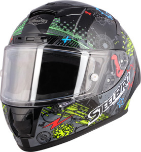 Steelbird SB-67 DOT RACE LAB GLOSSY BLACK WITH YELLOW CLEAR VISOR ...