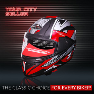 YOURCITYSELLER Matte Red Plain Full Face Shield Helmet Motorbike Helmet ...