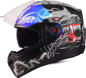Steelbird SBA-1 Angry Dog ISI Certified Full Face Graphic Helmet with ...