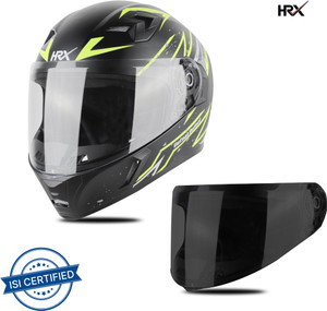 HRX XTRM Full Face Clear Visor + Smoke Visor Air ventilated ISI Marked ...