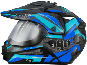 Agx X8 AGN Graphics Motocross Motorbike Helmet (Blue) Motorsports ...