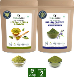 Humanveda Pure Henna and Indigo Powder for Natural Hair Color Combo ...