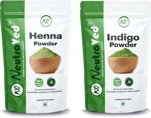 NeutraVed Henna Indigo Powder Combo for Hair| Natural Dye for Black ...