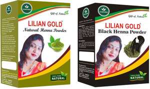 Lilian Gold Natural Henna And Black Henna Powder For Hair Color Combo ...