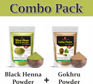 voorkoms Gokhru Powder & Black Henna Powder Combo Natural Hair Care ...