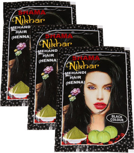 Shama Nikhar Black Coloured Hair Mehandi For Unisex - Pack Of 3 (45g ...